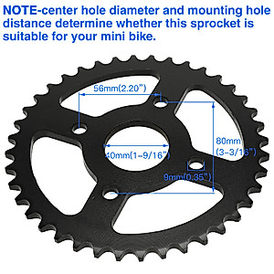 YOXUFA 40/41/420 Chain 40T Tooth Mini Bike Sprocket 40mm Bore for Coleman BT200X CT200U CT200U-EX Baja Warrior TrailMaster Massimo MB165 MB200 Predator 212 196cc 200cc 6.5hp Powersports Go Kart Parts