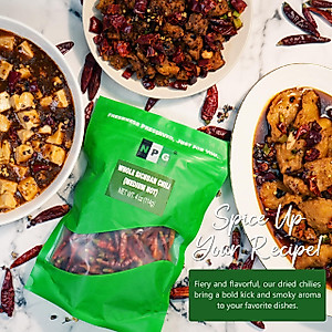 NPG Sichuan Red Chili Peppers 4 Ounces, Medium Hot, Capsicum Annuum Used in Mexican, Chinese, Thai Dishes, Premium Szechuan Dried Red Chilies for Chili Oil, Paste, and Sauce