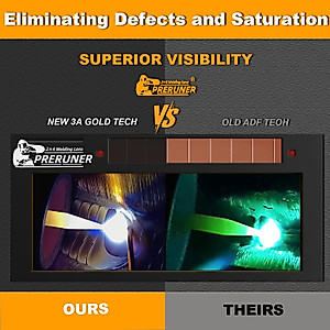 Gold Shade 5-13 2x4 1/4 Auto Darkening Welding Lens, Adjustable Gold Welding Lens 2x4 with Cool Blue Puddle Technology, 2x4 Welding Lens Replacement for Standard Welding Hoods and Welding Helmets