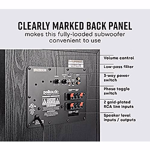 Polk Audio PSW108 10" Powered Subwoofer | 100W Peak Power | Explosive Performance for Movies & Music | Black