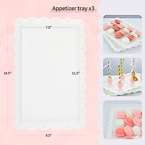 NWK 5 Piece Cake Stand Set with 2 x Large 3-Tier Cupcake Stands, 3 x Appetizer Trays, for Wedding Birthday Baby Shower Tea Party Decorations