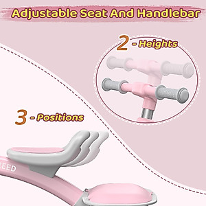 SEREED Colorful Lighting Toddler Tricycle for 2-5 Years Old Girls, Adjustable Seat&Handlebar Trike, Removable Basket, Birthday Gift Idea for Kids Ages 2+ (Pink)