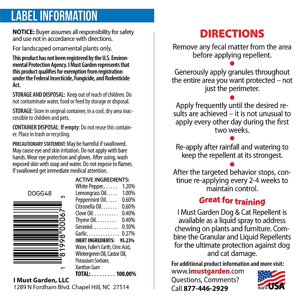 I Must Garden Dog & Cat Repellent - 3lb Granular - Natural & Pet Safe