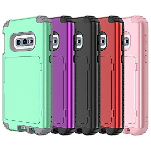 WeLoveCase Galaxy S10e Wallet Case Built in Screen Protector S10e Defender Wallet Card Holder Cover with Hidden Mirror 3 Layer Shockproof Heavy Duty Protection Case for Samsung Galaxy S10e Mint