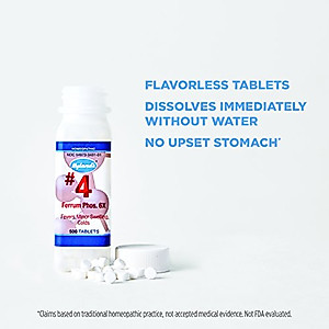 Hyland's Decongestant and Sinus Relief, Inflammation Supplement, Natural Relief of Cold and Fever Symptoms, Hyland's #4 Cell Salt Ferrum Phos 6X Tablets, 500 Count