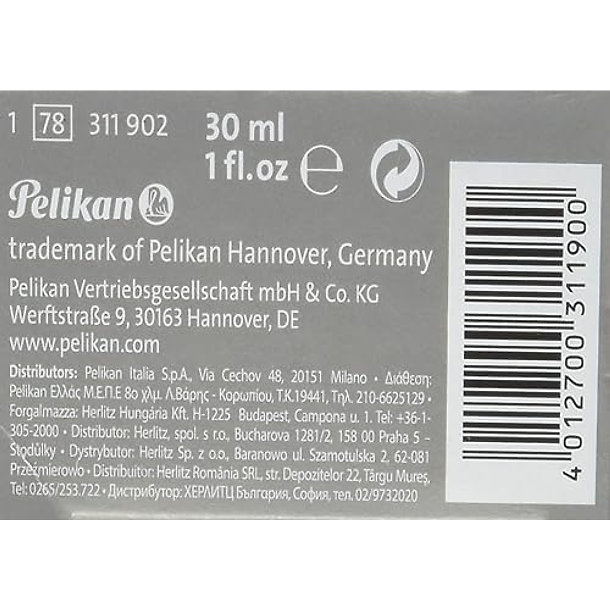 Pelikan 4001 Bottled Ink for Fountain Pens, Brilliant Brown, 30ml, 1 Each (311902)