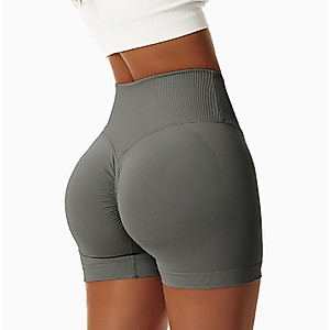 DASAYO Womens Crossover Waisted Scrunch Shorts Biker Tennis Stretch Skinny Shorts Quick Dry V Shape Workout Sports Gym Shorts