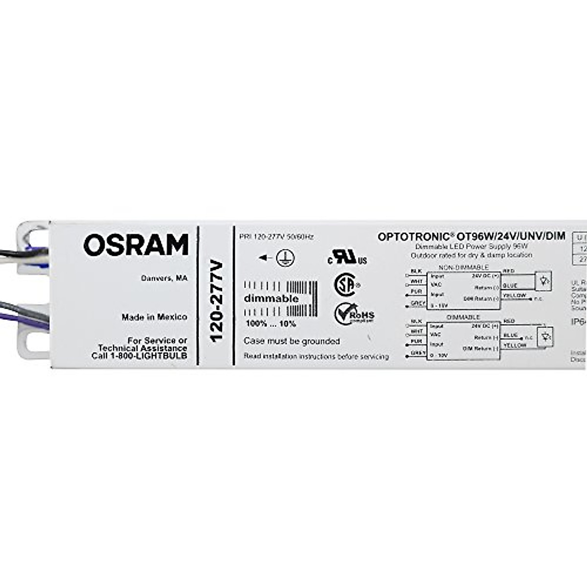 OSRAM Constant Voltage 96W 24Vdc Dimmable LED Power Supply, 1 Pack, White