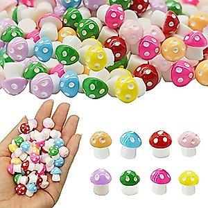 AWEELON 160 Pcs Tiny Mushrooms Mini Figurines Miniature Cute Colorful Mushroom Figurines Indoor Outdoor Mushroom Statue Decor Mushroom Decoration for Garden Landscape Bonsai Craft Ornament
