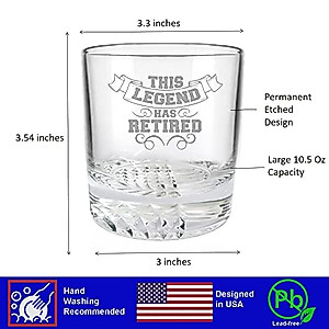 Valentines Day Gifts for Father, Retirement Gifts for Men, The Legend Has Retired Whiskey Glass, Valentines Day Stocking Stuffers