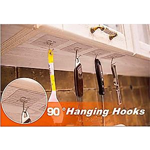KK5 Seamless Adhesive Hooks 13.2lb(Max) Utility Stainless Steel Hook for Towel Bathrobe Coats,Bathroom Kitchen and Nail Free Transparent Heavy Duty Wall Hook & Ceiling Hanger