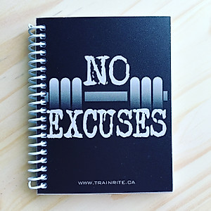TrainRite Compact Fitness Journal - NO EXCUSES Black (An Exercise Log Book)