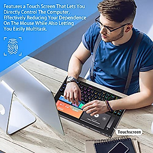 Fagomfer FICIHP K2 12.6" Touchscreen Gaming Mechanical Keyboard,71 Keys Portable USB Wired RGB Backlit Compact Keyboard,Plug and Play Multifunctional Split Screen Keyboard for Windows Mac Android