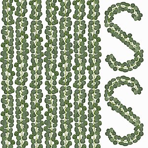 CQURE 14Pcs Eucalyptus Garland,Artificial Eucalyptus Leaves Table Greenery Garland Wreath Vines for Wedding Party Table Fireplace Bedroom Wall Room Decor
