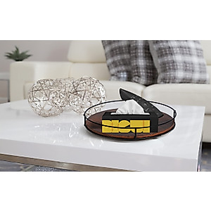 [ 2 Pack ] 9" & 10" Wood Lazy Susan Organizers with Steel Sides, Lazy Susan Turntable for Cabinet, Kitchen Turntable Storage for Table, Countertop, Pantry