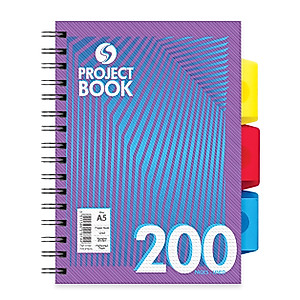 Silvine Daze 200 Page A5 Subject Books with 3 Moveable Dividers [Assorted Pack of 3]