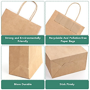 XPCARE 100Pack Brown Paper Bags 8x4.5x10 Inch, Plain Medium Paper Bags with Handles Bulk, Kraft Paper Gift Bags, Retail Bags, Party Bags, Shopping Bags, Favor Bags