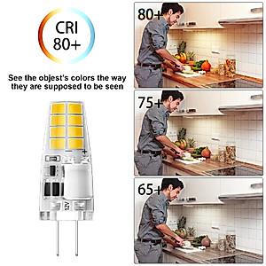 TAIYALOO G4 LED Bulb T3 JC Bi-Pin Base Light Bulbs 3W AC/DC 12V 20W-30W T3 Halogen Bulb Replacement for Under Cabinet Puck Light,Chandeliers,Landscape Lighting,Warm White 3000K,10 Pack