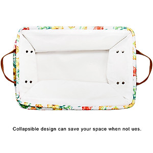 SOUJOY 4 Pack Fabric Storage Basket for Shelves, Foldable Canvas Organizer Box with Handles, Boho Flowers Closet Organizer Bin for Organizing Home Laundry Nursery Dorm Pet Gift