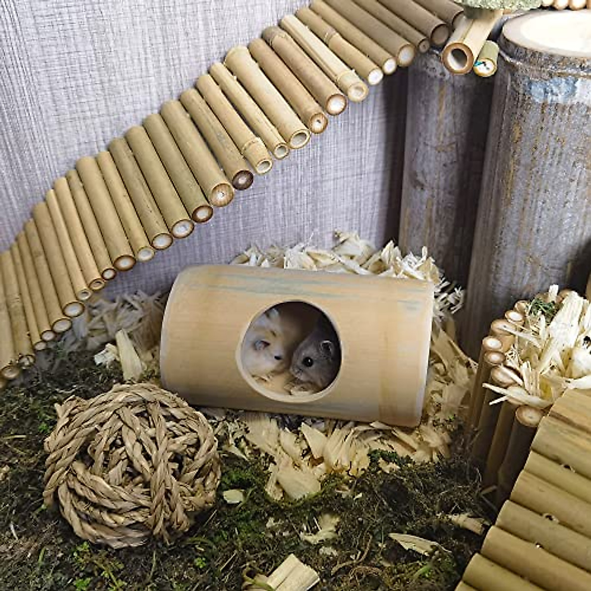 Hamster Guinea Pig Toys, Natural Bamboo Rat Chinchilla Chew Toys for Teeth Care, Exercise Accessories Toys for Rabbit Bunny and Small Pets…