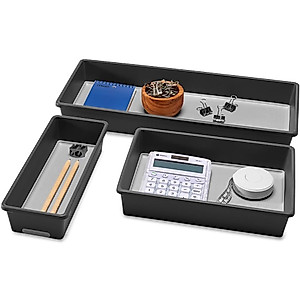 madesmart Classic 3-Tray Bin Pack - Granite | CLASSIC COLLECTION | Multi-Purpose Storage | Soft-grip Lining and Non-slip Rubber Feet | Durable | BPA-Free