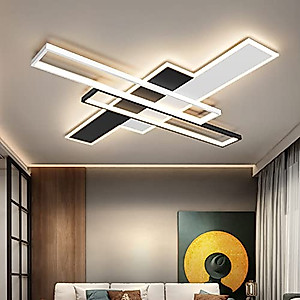 OKES LED Ceiling Light Fixture,85W Flush Mount Ceiling Lights with Remote,Black Square Acrylic Modern Ceiling Lamp for Bedroom,Kitchen,Living Room,Study Dimmable/3000-6000K