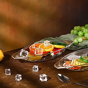 12 Sets 8 oz Acrylic Banana Split Bowls and Teaspoon Set Clear Banana Split Boats Silverware Split Ice Cream Dish Spoons Stainless Steel Coffee Spoons for Dessert Kitchen Party, Dishwasher Safe