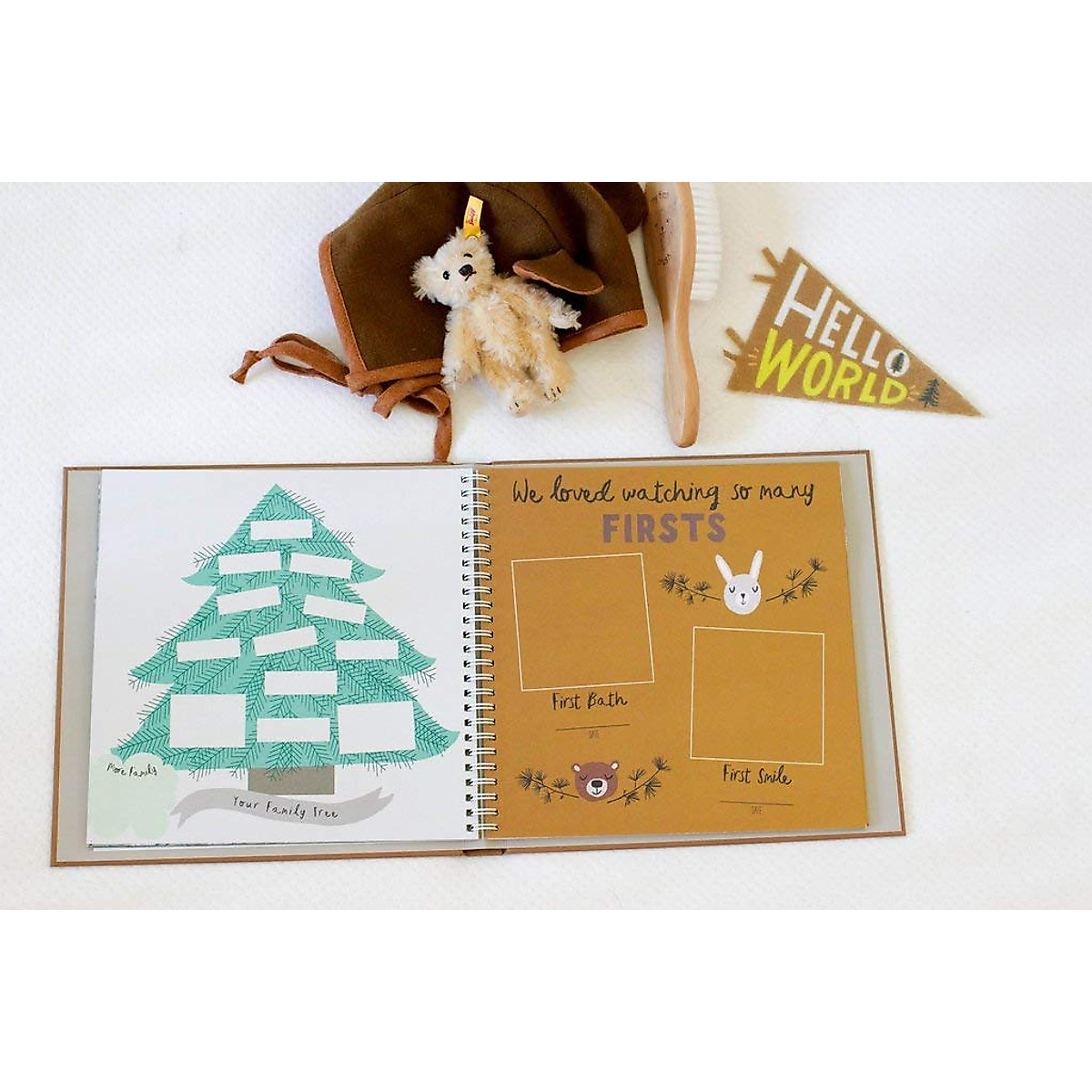 Lucy Darling Little Camper Memory Book, Luxury First 5 Years Journal & Photo Album, Baby Scrapbook Album for Baby Boy & Girl, Unique Keepsake Baby Books, Gender Neutral Milestone Diary, New Mom Gifts