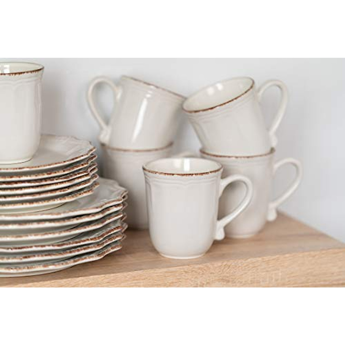 10 Strawberry Street Oxford Dinnerware Set, 24 Pc, Cream