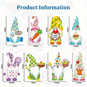 40 Pieces Funny Easter Gnomes Cutouts Stickers Easter Classroom Decoration Cutouts with Glue Point Dots for School Home Office Party Favors Bulletin Board Ornament Holiday Supplies, 8 Designs