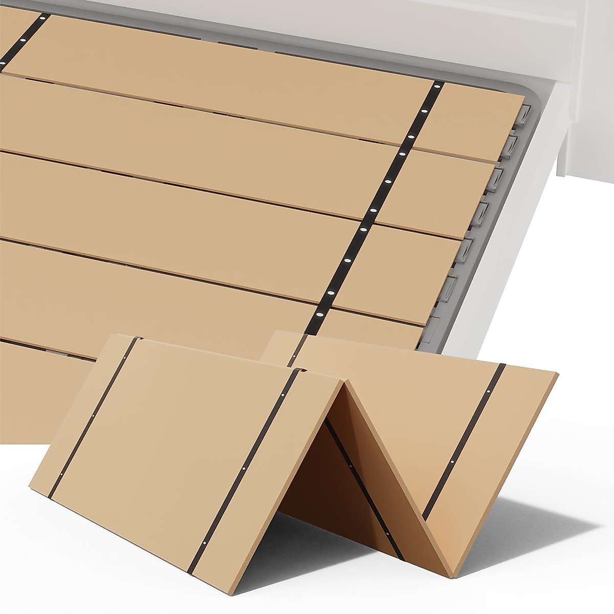 NobleRealm® Foldable Box Spring Full | Full Size Bunkie Board & Bed Support Slats | Bed Board for Mattress Support | Easy Setup, Noise Minimizing, Moisture Resistant (48 x 60 Full Size)