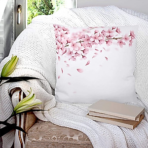 LEO BON Pillow Covers 26x26 Inch Set of 2 Pink Cherry Blossom with Branches Garden Art Print Throw Pillow Covers Square Cushion Case for Home Sofa Couch Decoration
