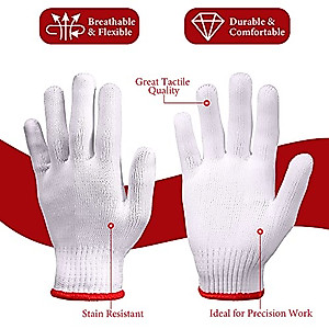 Hicarer 24 Pairs White Cotton Work Gloves Hand Knit Working Gloves Protection Gloves for BBQ Thicken Liners Gloves Industry String Safety Grip Protection Soft Gloves for Cut Repair Mechanic Gardening