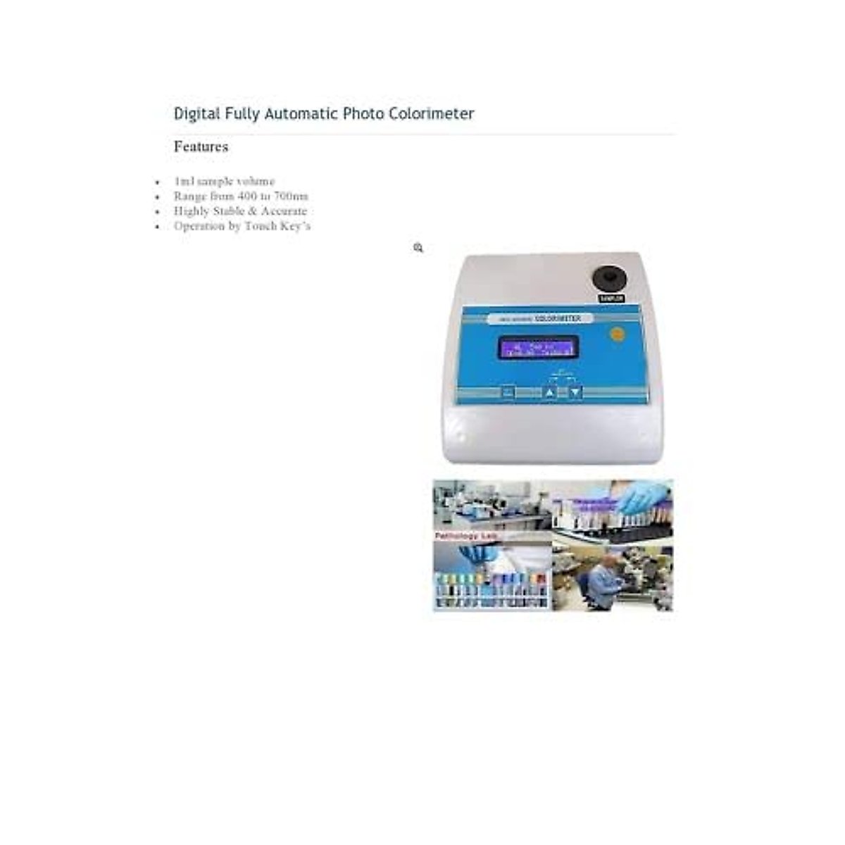 Spancare Colorimeter 1 ml Display LCD Display Digital Fully Automatic Photo Colorimeter