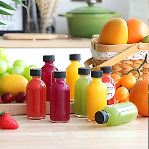 BPFY 12 Pack Clear 4 oz Glass Bottle with Caps, Funnel, Chalk Labels, Pen, Vanilla Extract Bottle, Boston Bottles for Potion, Juice, Ginger Shots, Turmeric Shot, Whiskey, Herbal Medicine, Maple Syrup