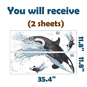 RoyoLam Killer Whale Jumping out of the Water Wall Decal Nursery Orca Sea Animal Wall Sticker Removable Peel and Stick Waterproof Wall Art Decor Stickers for Kids Baby Classroom Preschool Living Room