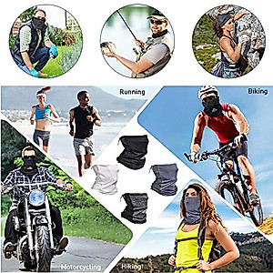 Vitscan Adjustable Neck Gaiters Face Mask UV Proof Protection Dust Cycling Mask Balaclava Scarf Face Mask Breathable Bandana Mask Face Coverings for Men Women Headbands Blue Grey