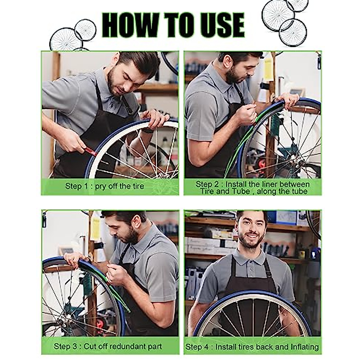 Bike Tire Liner, Inner Tube Bicycle Flat Protector Compatible with 12" 16" 18" 20" 24" 26" 27.5" 29"