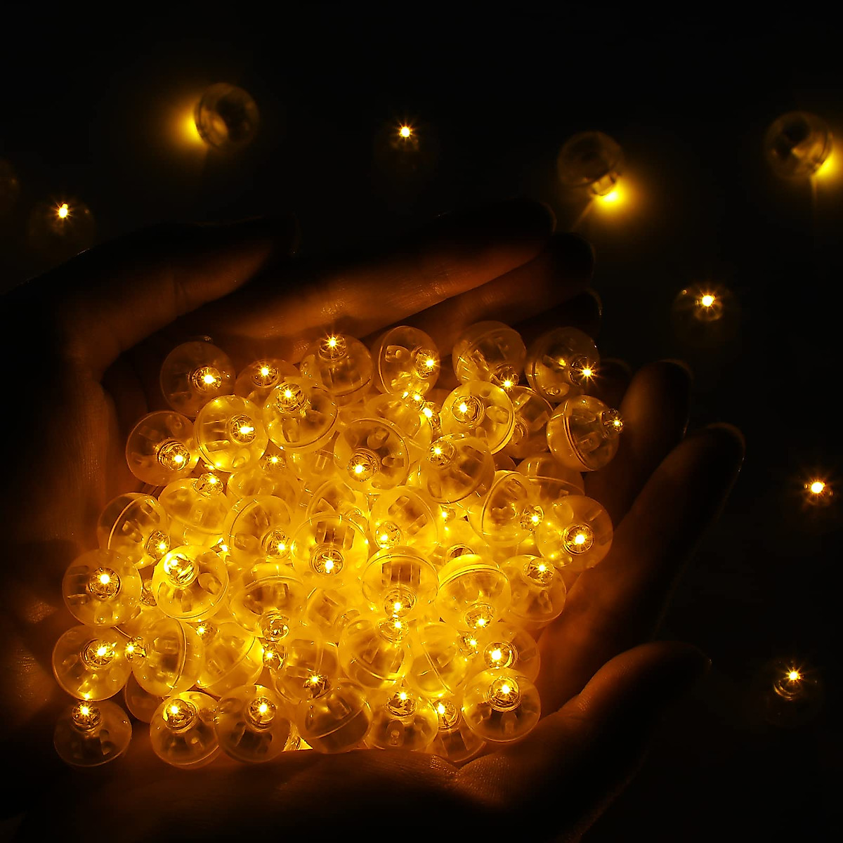 Aogist 100pcs Orange Flash Balloon Light with Loop for Hanging,Mini Ball Lights Led Drinks Lights Round Tiny Light for Paper Lanterns Balloons Birthday Party Event Wedding Decoration
