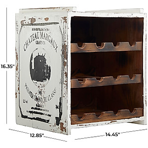 Deco 79 Wood 12 Bottle Standing Wine Rack, 14" x 13" x 16", White