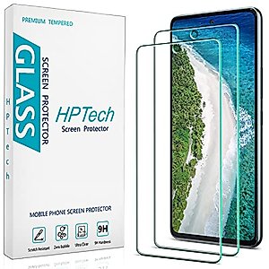 HPTech (2 Pack) Designed for Samsung Galaxy A53 5G Tempered Glass Screen Protector, Support Fingerprint Reader, Anti Scratch, Bubble Free, Case Friendly