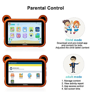 Azeyou Toddler Tablet 8 inch Android Tablet for Kids, 5 Layer Eye Protection Screen, 2GB RAM & 32GB Storage, 2MP Camera, 4000mAh Battery, Educational APPs, Parental Control, K20 WiFi Tablet Bear