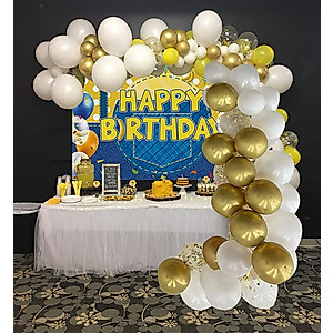Yellow Cartoon Birthday Backdrop Cowboy Banana Balloon Photo Background Boy Child Happy Birthday Party Supplies Baby Shower Cake Table Decoration Backdrop 7x5FT