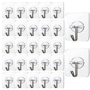 Adhesive Hooks 40 Pack 22lb(Max) Adhesive Wall Hooks, Heavy Duty Self Adhesive Hooks for Kitchens, Bathroom, Office by COLOGO