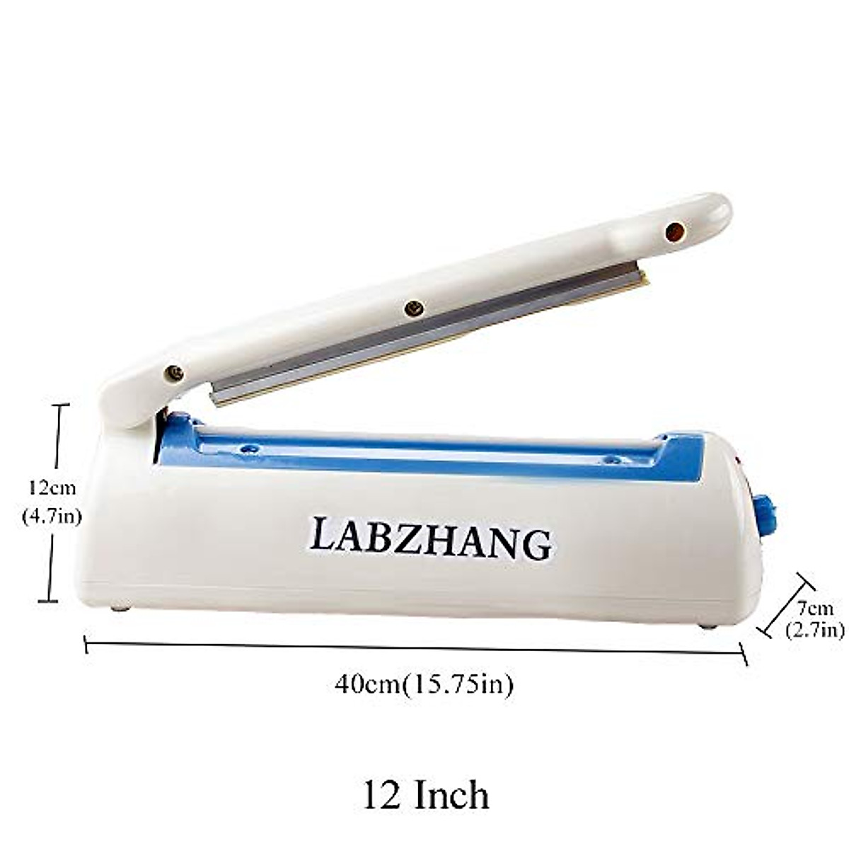LabZhang 12inch Impulse Bag Sealer,Impulse Heat Sealer,Manual Poly Bag Heat Sealer Heat Seal Closer with 1 Replacement Kit,White