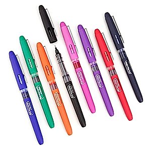 WRITECH Liquid Ink RollerBall Pens Quick Dry Ink 0.5 mm Extra Fine Point Pens 8 Pcs Rollering Pens Assorted Colors Ink for Writing, Taking Notes & Sketching (Multicolor)