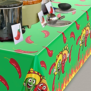 Plastic Chili Pepper Tablecloth Cinco De Mayo Table Cover Disposable Red Chili Decorations Supplies for Rectangular Table Chili Cook Off Party 54 x 108 Inch(6 Pieces)