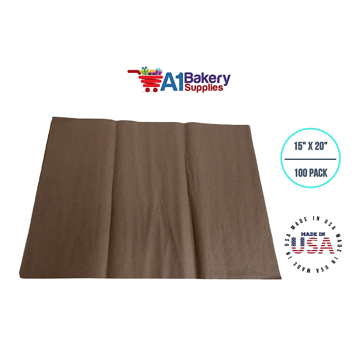 Chocolate Tissue Paper 15 x 20" inches 100 Sheets Premium Tissue Paper Made in USA