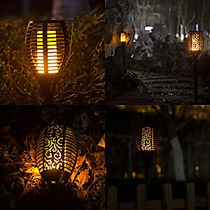 Maksone 6 Pack Torches Solar Outdoor Lights LED Larger Size Flickering Flames Light Waterproof Landscape Decoration Lighting Dusk to Dawn Auto On/Off