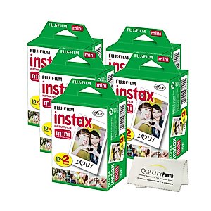 Fujifilm INSTAX Mini Instant Film (White) For Fujifilm Mini 8 & Mini 9 Cameras w/ Microfiber Cloth by Quality Photo (100 Film Sheets)